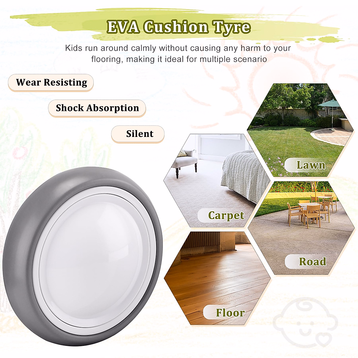 HAWEEK Baby Balance Bike Cute Toys for 1 Year Old Boy and Girl 12-24 Months Toddler Bike Baby Walker Riding Gifts for Boys Girls No Pedal Infant 4 Wheels Baby's First Birthday Gift (Black)