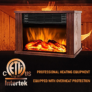 DONYER POWER Mini Electric Fireplace 1500W Protable Fireplace Heater, Wood Fram