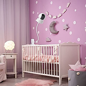 Baby Monitor Clip Mount for Kasa Indoor Pan/Tilt Smart Security Camera EC70 and KC410S, Flexible Gooseneck Baby Monitor Holder for Crib Without Tools or Wall Damage - White