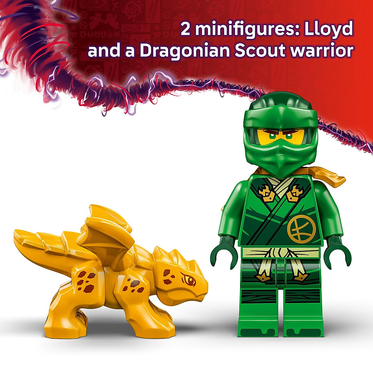 LEGO NINJAGO Lloyd's Green Forest Dragon Toy - Pretend Play Building Toy for Boys and Girls, Ages 6+ - Easter Basket Gift for Kids - Dragon Figurine with 2 Minifigures for Kids - 71829