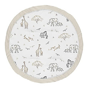 Sweet Jojo Designs Jungle Safari Animals Boy Girl Baby Playmat Tummy Time Infant Play Mat Brown Taupe Black and White Gender Neutral Animal Elephant Giraffe Wildlife Adventure Elephants Serengeti