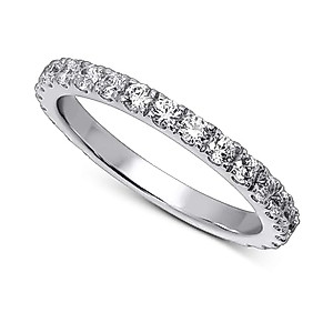 ORO LEONI 925 Sterling Silver Cz Eternity Band Ring - 14k Silver, Yellow And Rose Gold Plated (Silver, 7)