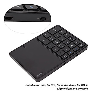 Sanpyl Numeric Keypad, 2 in 1 22 Keys 2.4G Touchpad Bluetooth 4.2 Number Pad, Type C Charging 500mAh Financial Accounting Keyboard, for Laptop, PC, Desktop(Black)