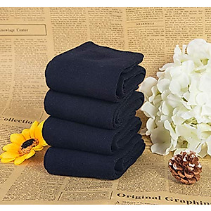 4 Pairs Girls Knee High Socks Cotton Knit Over Craft Thigh High Socks for Baby Toddler School Uniform(Dark blue,Medium)