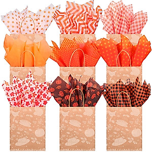 90 Pieces Thanksgiving Tissue Paper Brown Orange Tissue Paper for Gift Fall Wrapping Tissue Paper Fall Wrapping Paper Maple Leaves Pumpkin Printed Assorted Tissue Paper for Gift Bags