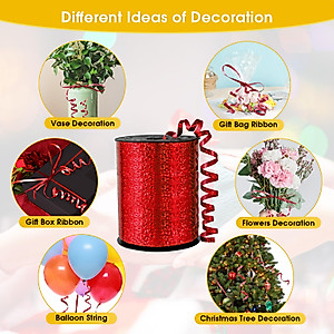 OMISELIO Red Curling Ribbon - 500 Yard Shiny Metallic Curling Ribbon for Gift Wrapping, Balloons, Christmas, Valentine's Day, Birthday