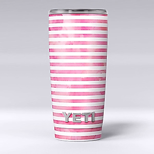 Design Skinz The Grungy Pink Watercolor with Horizontal Lines - Skin Decal Vinyl Wrap Kit Compatible with The Yeti Rambler Cooler Tumbler Cups