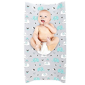 Stretchy Changing Pad Covers for Boys Girls ,2 Pack Jersey Knit ,Elephant & Whale