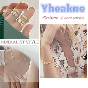 Yheakne Punk Snake Finger Rings Emerald Band Rings Adjustable Gold Knuckle Joint Rings Stackable Evil Eye Rings Set Gothic Statement Rings for Women and Girls Gifts
