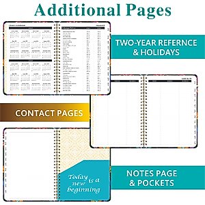 2023 Planner, Jul. 2023 – Jun. 2024, Academic Planner 2023-2024, 8.4" x 6.2" with Weekly ＆ Monthly Spread, Spiral Planner Notebook, Elastic Closure, Inner Pocket, Coated Tabs, Floral