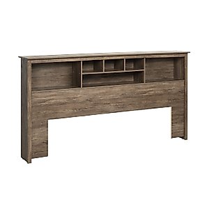 Prepac King Size Bed Headboard: Stylish Drifted Gray King Headboard with Bookcase for King Size Beds, Freestanding (81.5" W x 43" H x 11" D) - DSH-8445