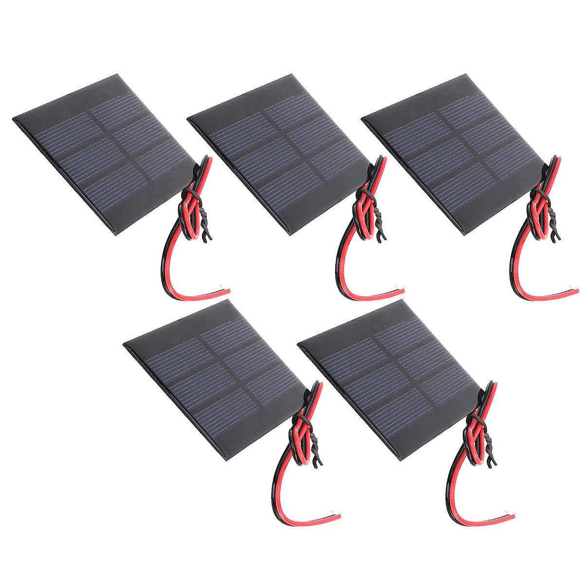 5Pcs Portable Solar Panel, Mini Solar Panel Battery Cell Board Module, Suitable for Making Solar Toys, DIY, with 30cm Wire 60 x 80 x 3MM DC 0.65W 1.5V