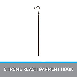 SSWBasics Chrome Reach Garment Hook - Durable Chrome Clothes Hook Pole - Adjustable High Reach Garment Hook - Extendable Metal Clothing Hook Pole for Retail, Boutique, and Home Closet Organization