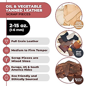 ELW 2-10 oz (.8-4mm) Thickness, 2 LB Vegetable Tanned Leather Scraps, Mixed Weight, Cowhide Remnants Full Grain Leather for Tooling, Holsters, Knife Sheath, Carving, Embossing, Stamping