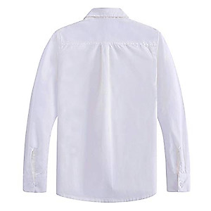 Spring&Gege Boys' Long Sleeve Dress Shirts Formal Uniform Woven Solid, White, 9-10 Years