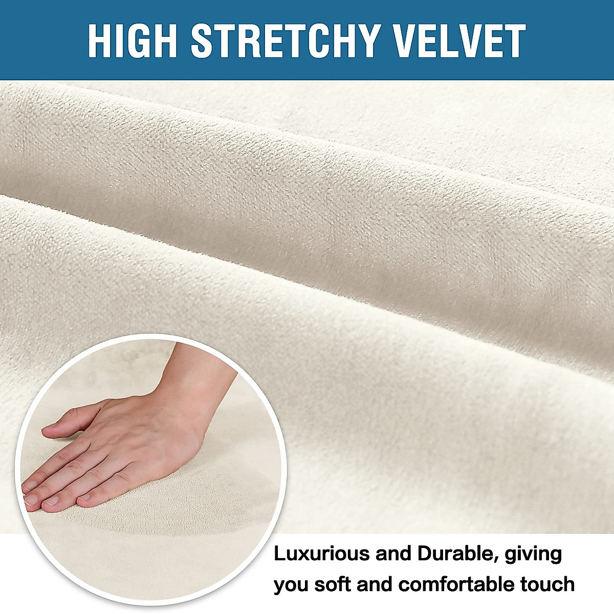 H.VERSAILTEX Dining Chair Covers Velvet Stretch Chair Covers for Dining Room Set of 6 Parson Chair Slipcovers Chair Protectors Covers, Soft Thick Solid Velvet Fabric Washable, Ivory