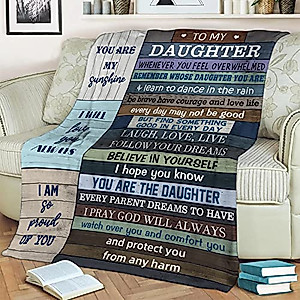 to My Daughter Blanket Gifts from Mom Dad, Valentine's Day Birthday Gifts for Daughter Gifts for Graduation Wedding Christmas Flannel Fleece Warm Cozy Lightweight Throw Blankets for Bed Sofa 50"x60"