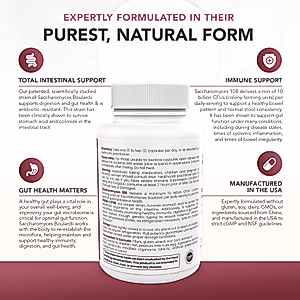 Saccharomyces 10B - Saccharomyces Boulardii, 10 Billion CFU Per Serving, Patented Strain: Lynside CNCM I-3799, Probiotic Capsules, Probiotics for Men and Women - 120 Count
