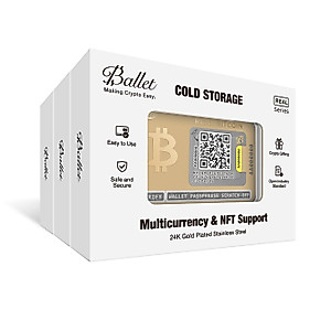 Ballet 3-Pack REAL Bitcoin, Gold Edition - The Easiest Crypto Cold Storage Card - Cryptocurrency Hardware Wallet with Multicurrency and NFT Support (Old Packaging)