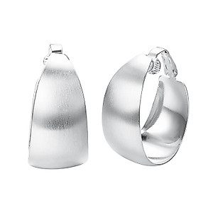 Yoursfs Silver Clip Thick Hoop Earrings For Women Clip On Platinum Plated Non Pierced Ears 35mm Large Earring