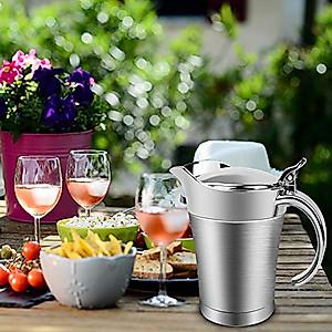 ShineMe Stainless Steel Gravy Boat Sauce Jug with Lid, 26oz Double Wall Insulated, Storage for Gravy or Cream, Used at Home & Kitchen