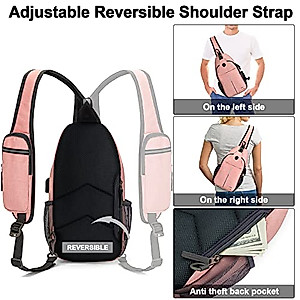 Lumesner Sling Bag Crossbody Sling Backpack with USB Charging Port,Water Resistant Shoulder Bag for Men Women,Lightweight One Strap Backpack Chest bag for Hiking,Cycling,Biking