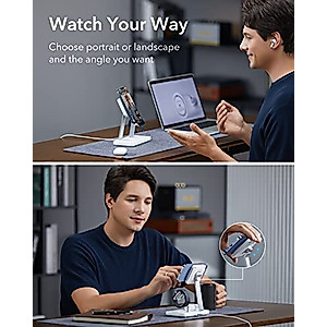 ESR for MagSafe Charger Stand (HaloLock), 3-in-1 for MagSafe Charging Station with CryoBoost, Magnetic Wireless Charger for iPhone 14/13/12 Series, AirPods Pro/3/2, Phone-Cooling Fast Charging