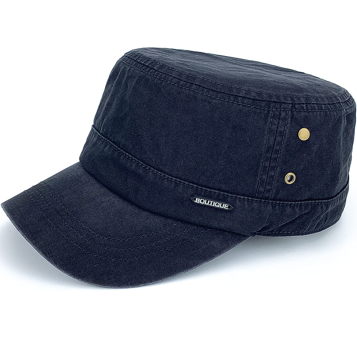 Masktide Vintage Cadet Hats for Women Fitted XL Distressed Army Caps Black