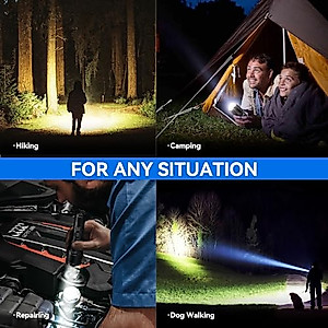 TEQDOT Flashlights 900000 High Lumens LED Rechargeable Tactical Flashlight Zoomable 3 Modes Fast Charging IPX6 Waterproof Super Bright Black Handheld Flashlights for Camping Hiking Outdoor and Gift
