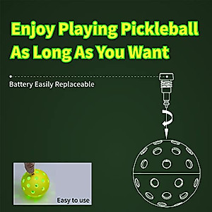 PickleStar LED Light Up Pickleball Balls, USAPA Standard Outdoor 40 Holes Yellow PickleBalls with Green Light 4 Pack LED Light Up Pickle Balls, Batteries Included…