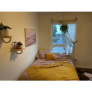 KEYAIIRA - Curtain rod holder leather curtain rod bracket holders leather loop strap for wall boho pole hanger wall blanket display farm house style - 2 PK (WALNUT)