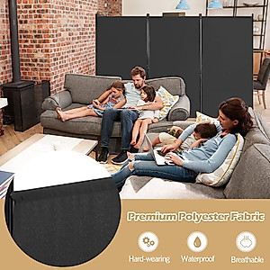 DORTALA 3-Panel Room Divider, Freestanding Folding Privacy Partition Screen with Steel Frame, Morden Room Divider for Separating Room in Bedroom, Office, Black