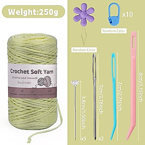 328 Yards Yarn for Crocheting,250g/8.81oz Green Crochet Yarn,Soft Yarn for Crocheting Knitting with Stitch Markers,Blunt Needles Chunky Thick Cotton Nylon Blend Yarn for Crocheting Beginner
