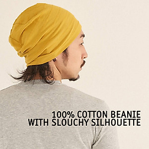 CHARM Womens Light Weight Summer Beanie - Mens Slouchy Beanie Hat Stretchy Slouch Knit Cap 100% Cotton Chemo Hat Black