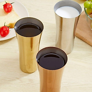 Premium Grade 304 Stainless Steel Water Tumblers,Beer Glasses,Stainless Steel Decorative Water Cup Beer Cold Drink Mug Home Restaurant Decor for Outdoor Bar(gold)