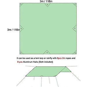 W-UpBird Rain Flies for Tents, 10 x 10 FT Lightweight Waterproof Hammock Tent RipStop Rain Fly Hammock Tarp Cover Shelter for Camping Outdoor Travel