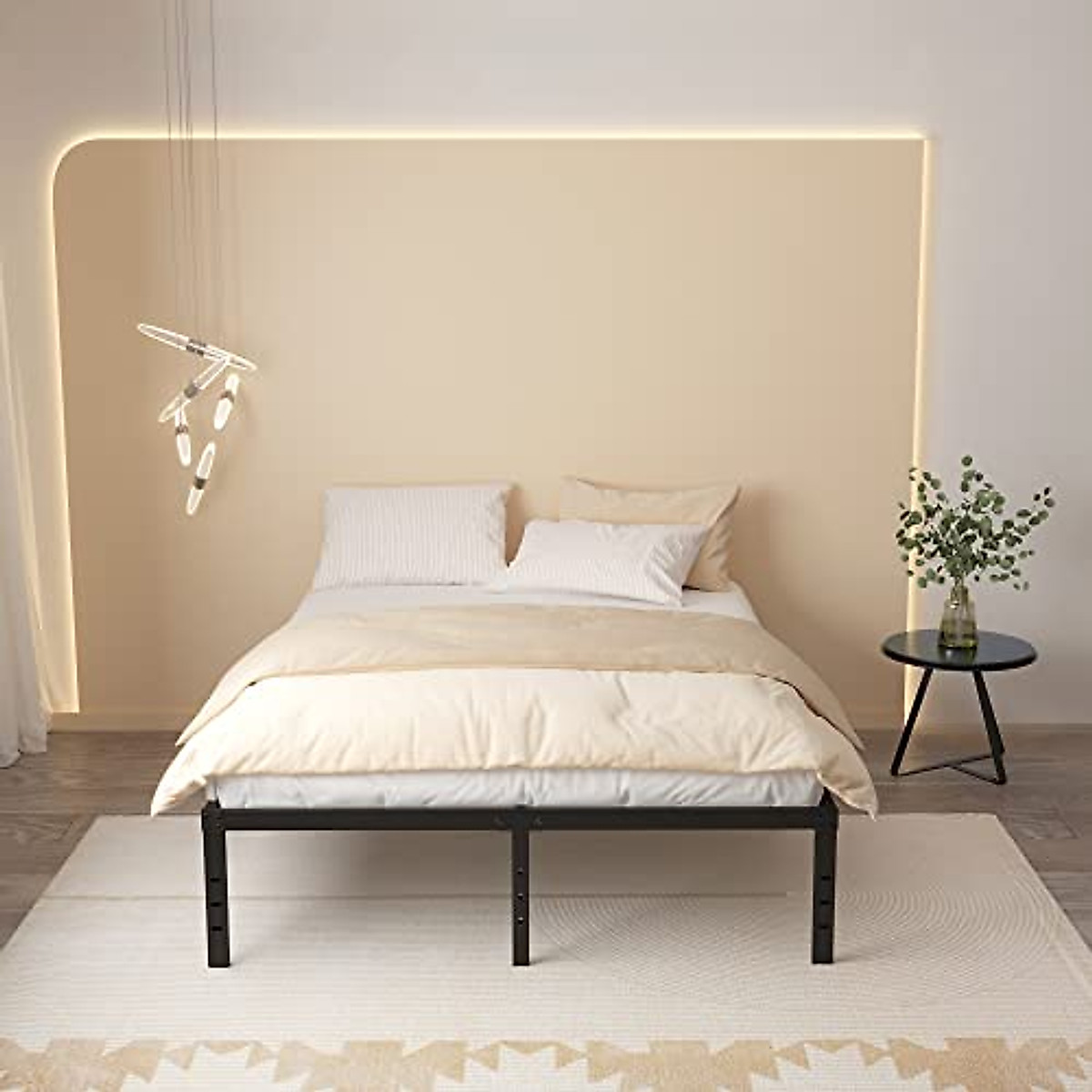 Maenizi 16 Inch King Bed Frame No Box Spring Needed, Heavy Duty King Platform Bed Frame Support Up to 3000 lbs, Easy Assembly, Noise Free, Black