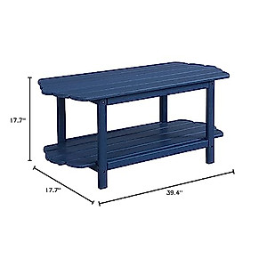 MINPINSER 2 Tier Patio Table-Outdoor Coffee Table Adirondack Deck Table HDPE Pool Side Table, Blue