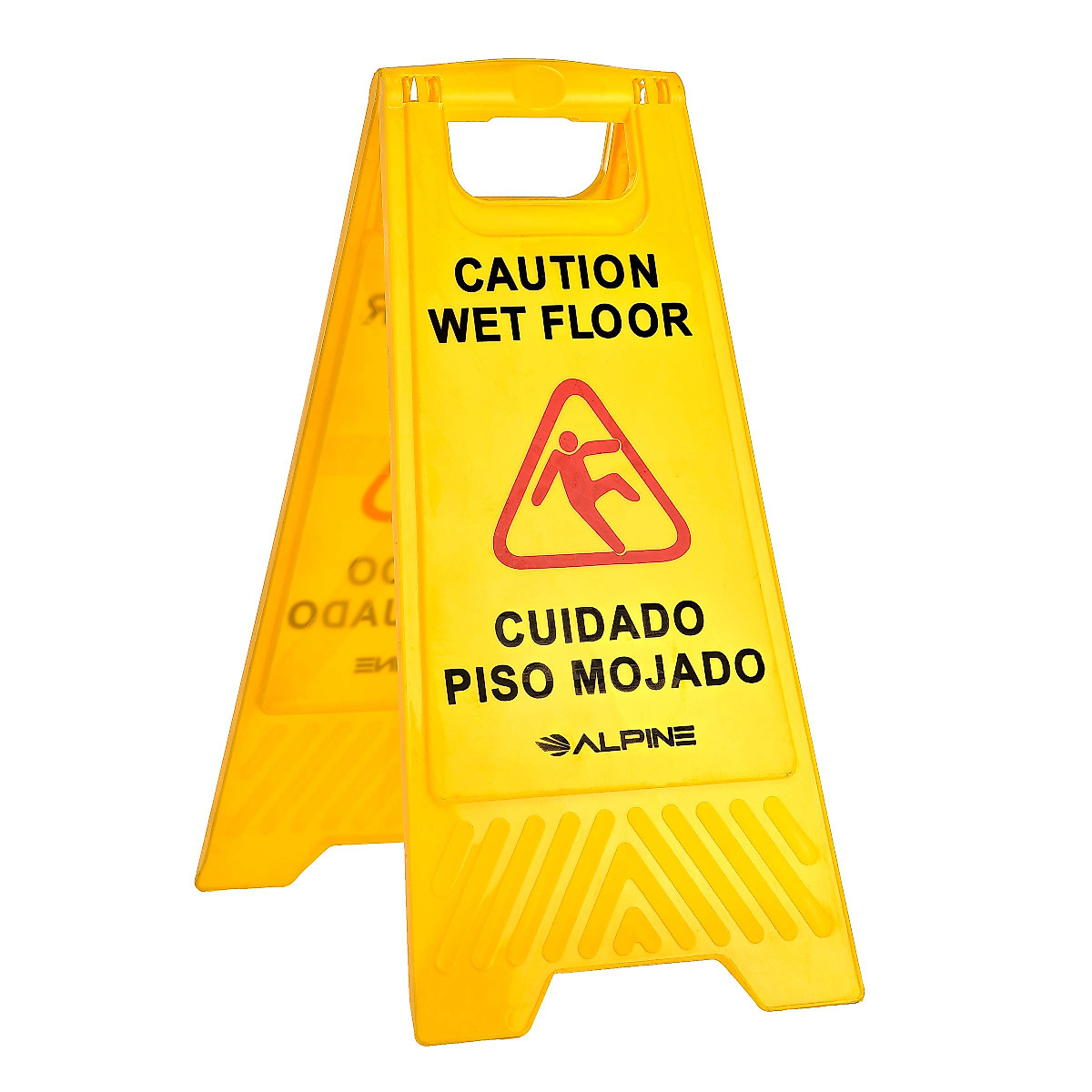 Alpine Wet Floor Signs 3 Pack - 24 Inch Caution Wet Floor Sign, High Visibility Yellow Slippery When Wet Sign - Bilingual Safety Warning Sign to Easily Avoid Slippery Accidents in High Traffic Areas
