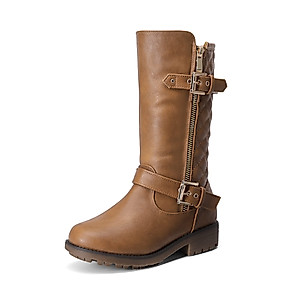 DREAM PAIRS Girls Little Kid Knice Tan Knee High Winter Motorcycle Riding Boots Size 1 M US Little Kid