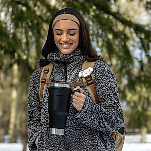 TOURIT 40 oz Tumbler with Handle and Straw, 3 in 1 Sip-All-Way Lid Insulated Tumblers, Reusable Stainless Steel Water Bottle for Keep Cold 34Hs or Hot 10Hs, Gifts for Women Men, Black