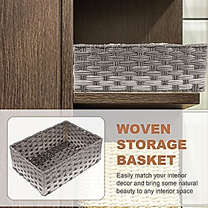 Alipis Plastic Sundries Storage Plastic Rattan Sundries Basket Seagrass Storage Basket Storage Box Basket with Handle