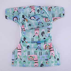 Sigzagor 3 AIll in One Cloth Diapers Nappies for Night AIO Sewn in Insert Reusable Washable (Lamas Pack)