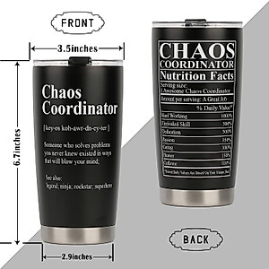 Chaos Coordinator Tumbler 20 Oz, Chaos Coordinator Cup, Chaos Coordinator Water Bottle, Thank You Gifts, Chaos Coordinator Gifts For Boss Manager Teacher Coworkers Friends Christmas Birthday