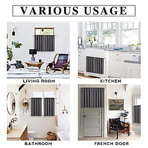 RYB HOME RV Camper Door Window Curtains -Blackout Privacy Curtains & Drapes for Bathroom Bedroom Kitchen Portable Travel Trailer Small Window Decor, W 34 x L 24, Grey, 2 Panels