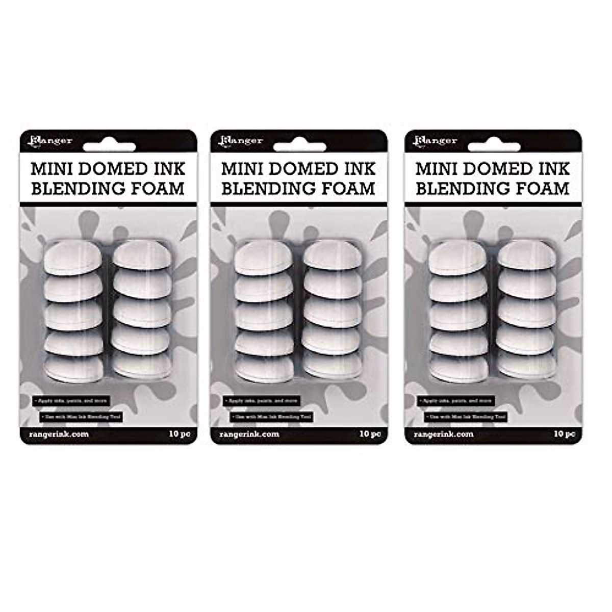 Ranger Mini Ink Blending Tool Domed Replacement Foams, Bundle of 3 Packages, 30 Foams Total