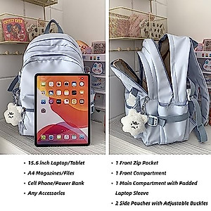 BILIPOPX Kawaii Backpack with Cute Accessories Aesthetic 15.6 Inch Laptop Backpack Pendant (Black)