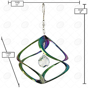 Red Carpet Studios Indoor/Outdoor 3-Dimensonal Garden Decor Small Cosmix Wind Spinner, 11-Inch, Rainbow - Crystal