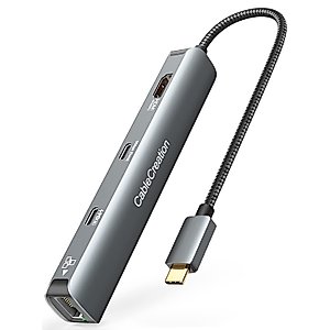 CableCreation 6-in-1 USB-C Hub/Multiport Adapter with 4K 60HZ HDMI, USB C Data Port, 1Gbps Ethernet, 100W Power Delivery, 2 USB 3.0 Port, for MacBook Pro Air M1, iPad Pro Air 2022-2018, XPS