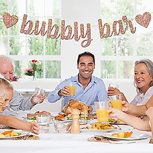 Rose Gold Glitter Bubbly Bar Banner, Bachelorette Party Decorations, Birthday, Wedding, Engagement Party Supplies